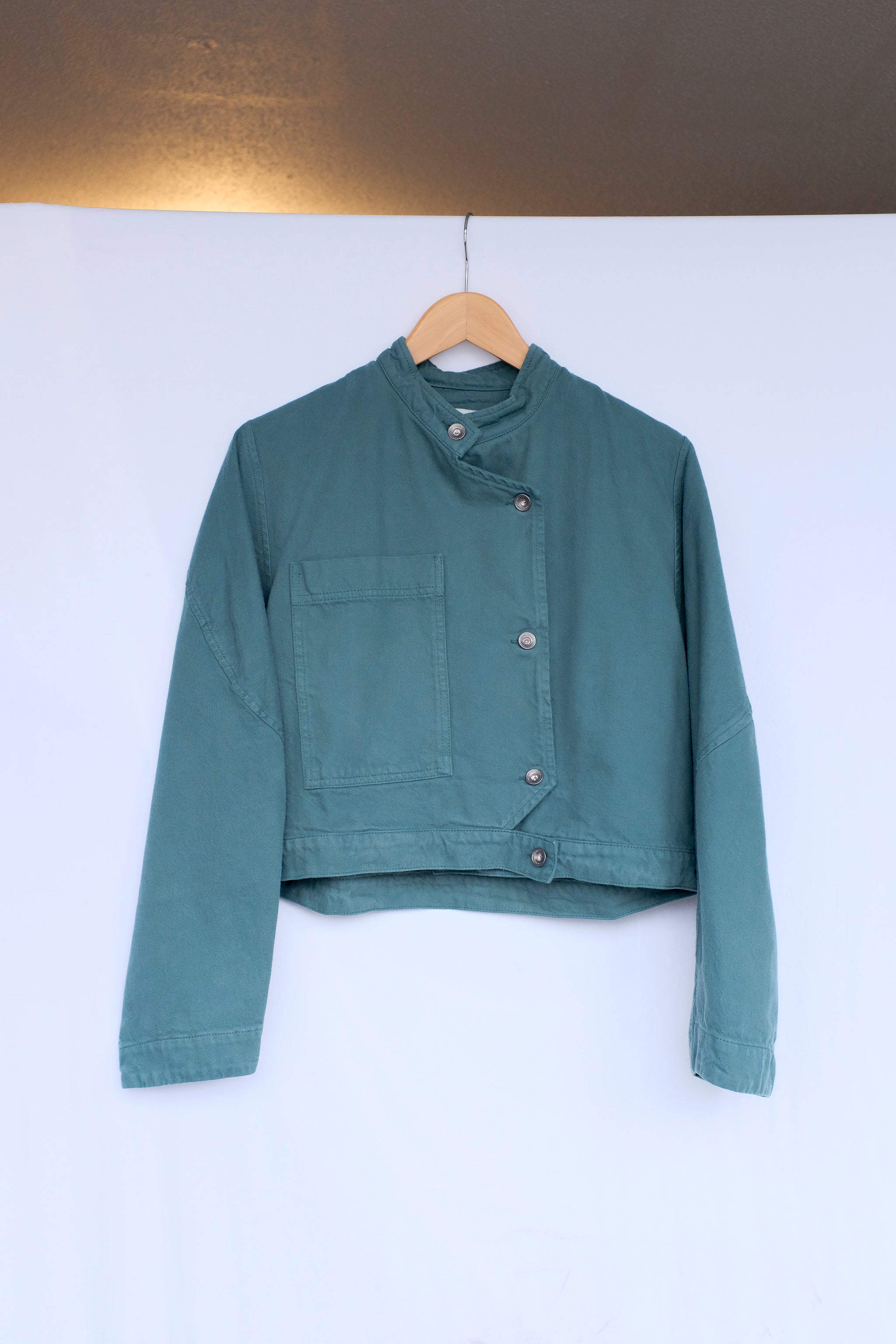 Moon Denim Jacket - Mallard Green – Eugene Choo Moon Denim Jacket - Mallard Green – Eugene Choo